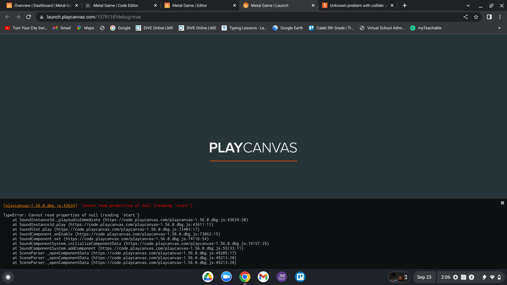 [SOLVED] Cannot read properties of null (reading 'start') - Help & Support - PlayCanvas Discussion